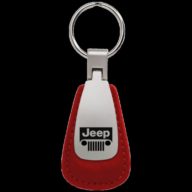 Jeep Grill Red Leather Teardrop Logo Key Chain Fob Ring - Etsy