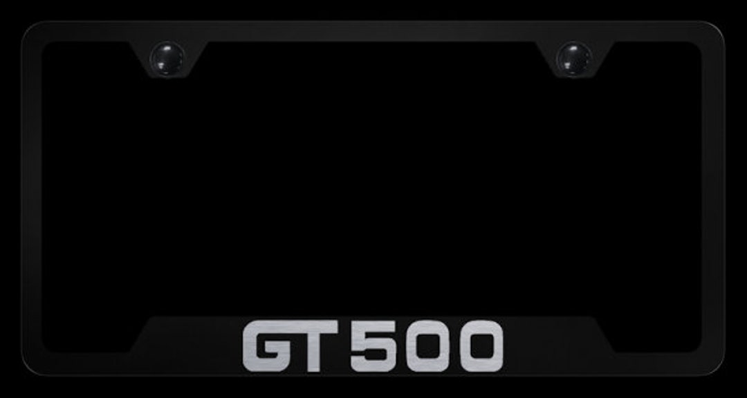 Mustang GT 500 Logo Black Cut-out Notched License Plate Frame Official ...