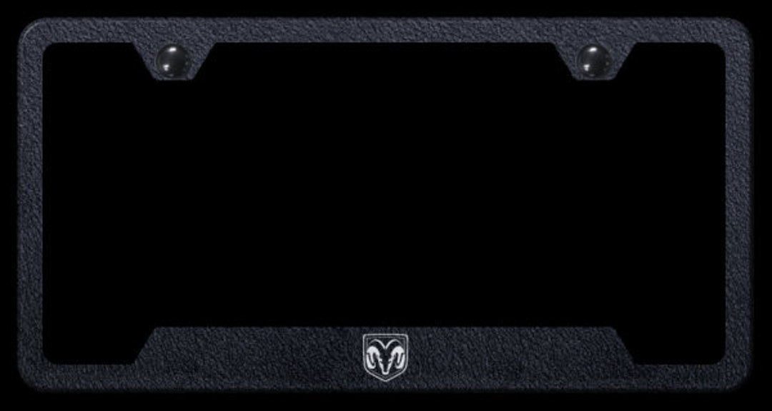 Ram Head Logo Rugged Black Notched License Plate Frame Official ...