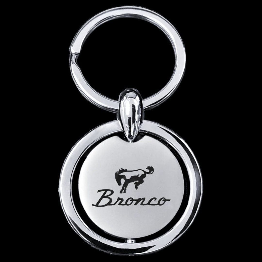 Ford Bronco Logo Round Spinner Silver Revolver Key Ring Fob Official ...
