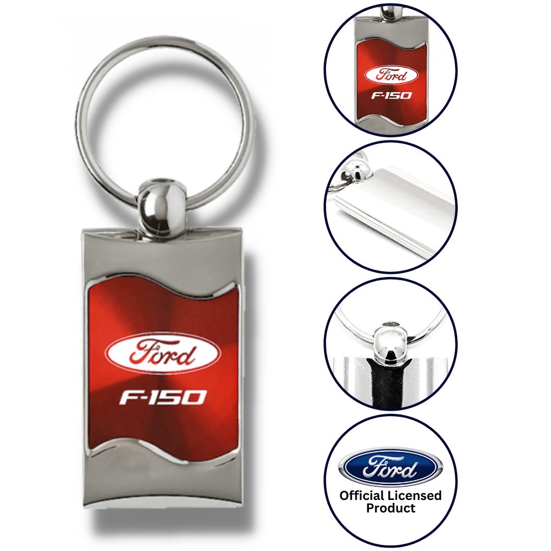 Ford F-150 Logo Rectangular Wave Key Chain Ring Fob Red Official ...