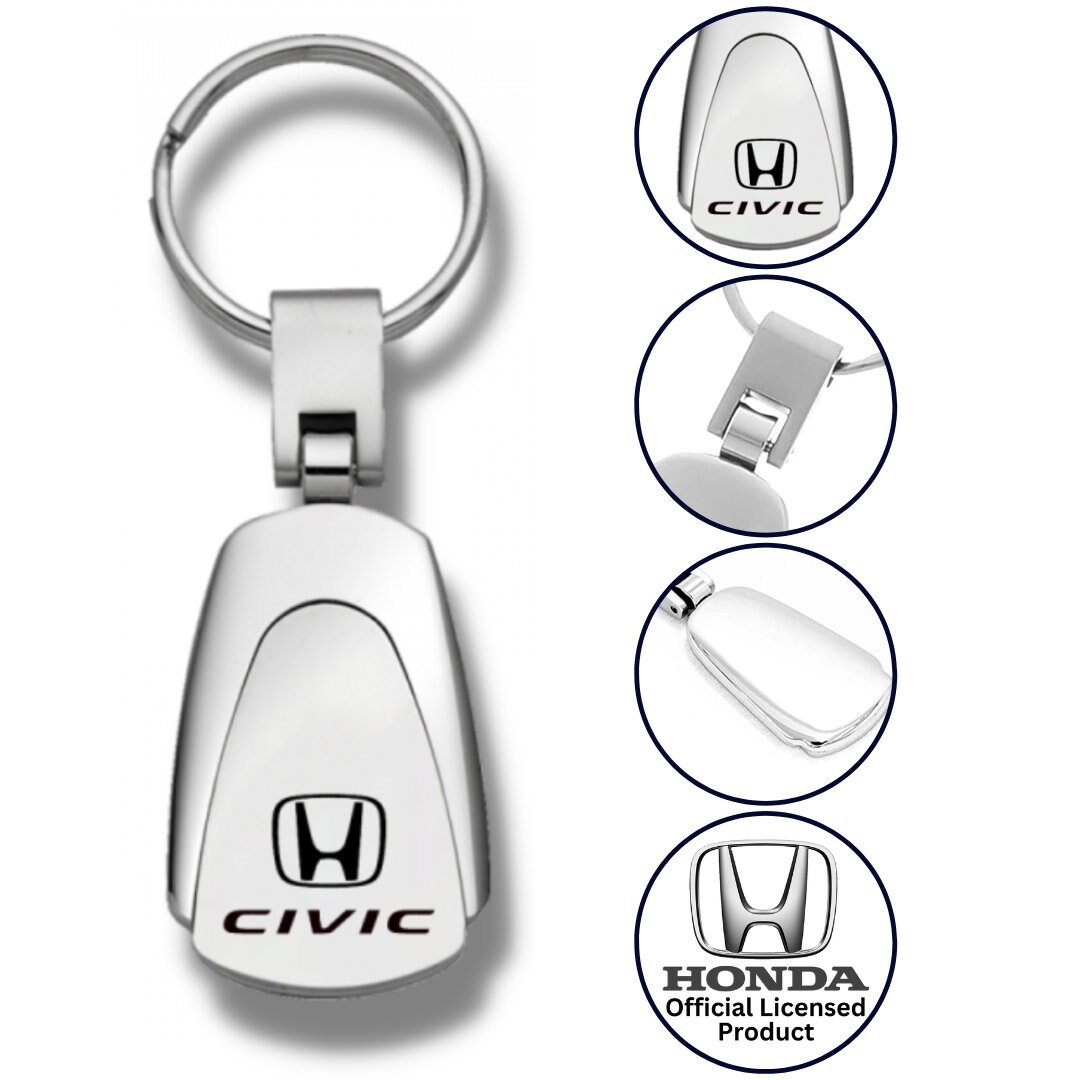 Honda Civic Chrome Teardrop Key Fob Logo Key Chain Key Ring Official ...