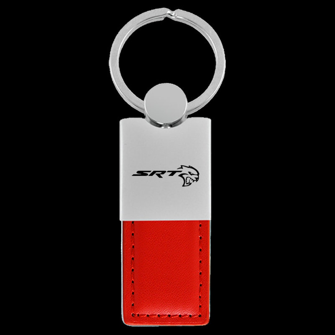 Dodge SRT Hellcat Logo Red Duo Genuine Leather Key Chain Fob - Etsy