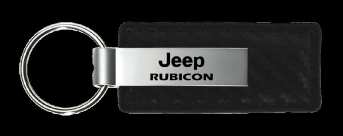 Jeep Rubicon Black Carbon Fiber Texture Leather Logo Key Chain Official ...