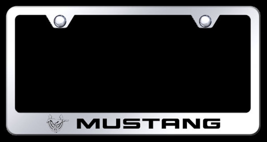 Mustang Laser Etched Logo Mirrored Chrome License Plate Frame Official ...