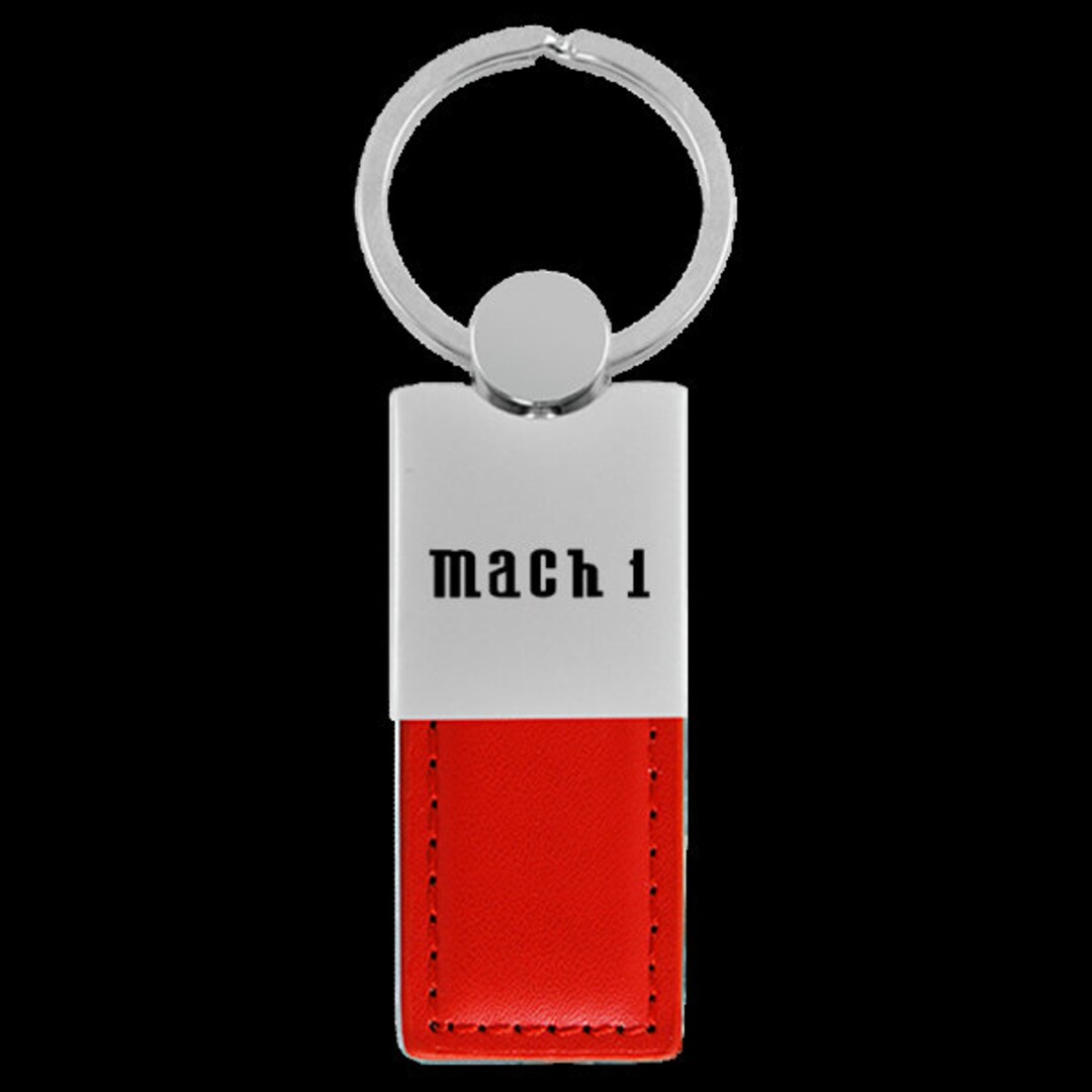 Ford Mach 1 Red Duo Genuine Rectangular Leather Key Chain Fob Official ...