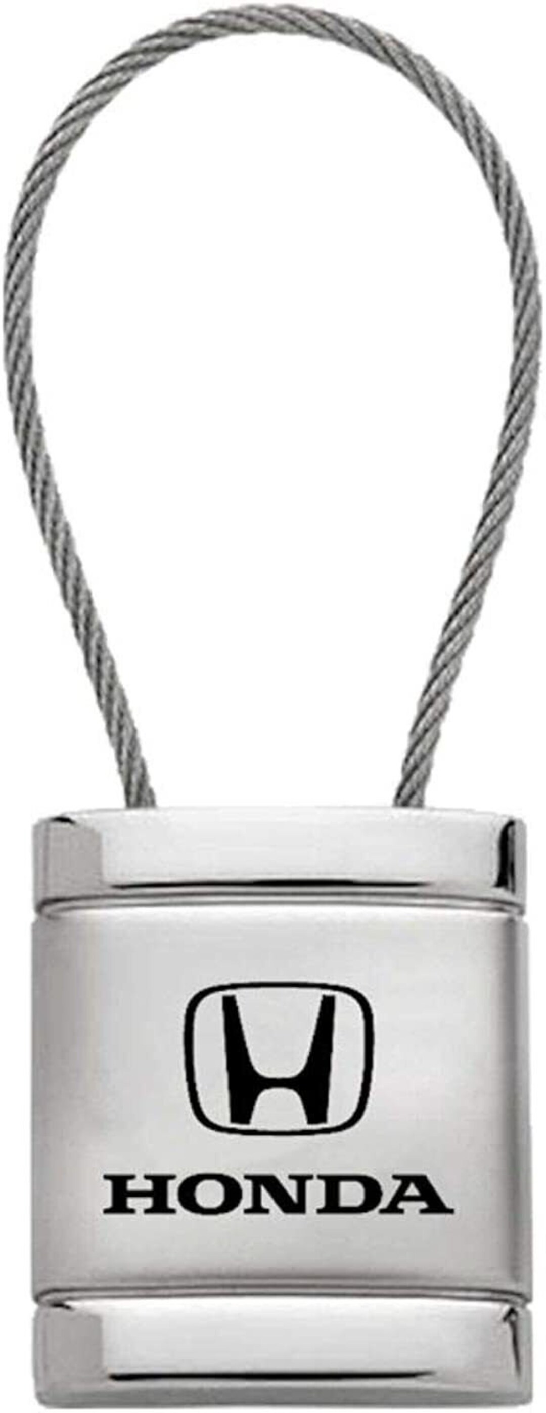 Honda Authentic Logo Satin Chrome Cable Key Chain Ring Fob Official ...
