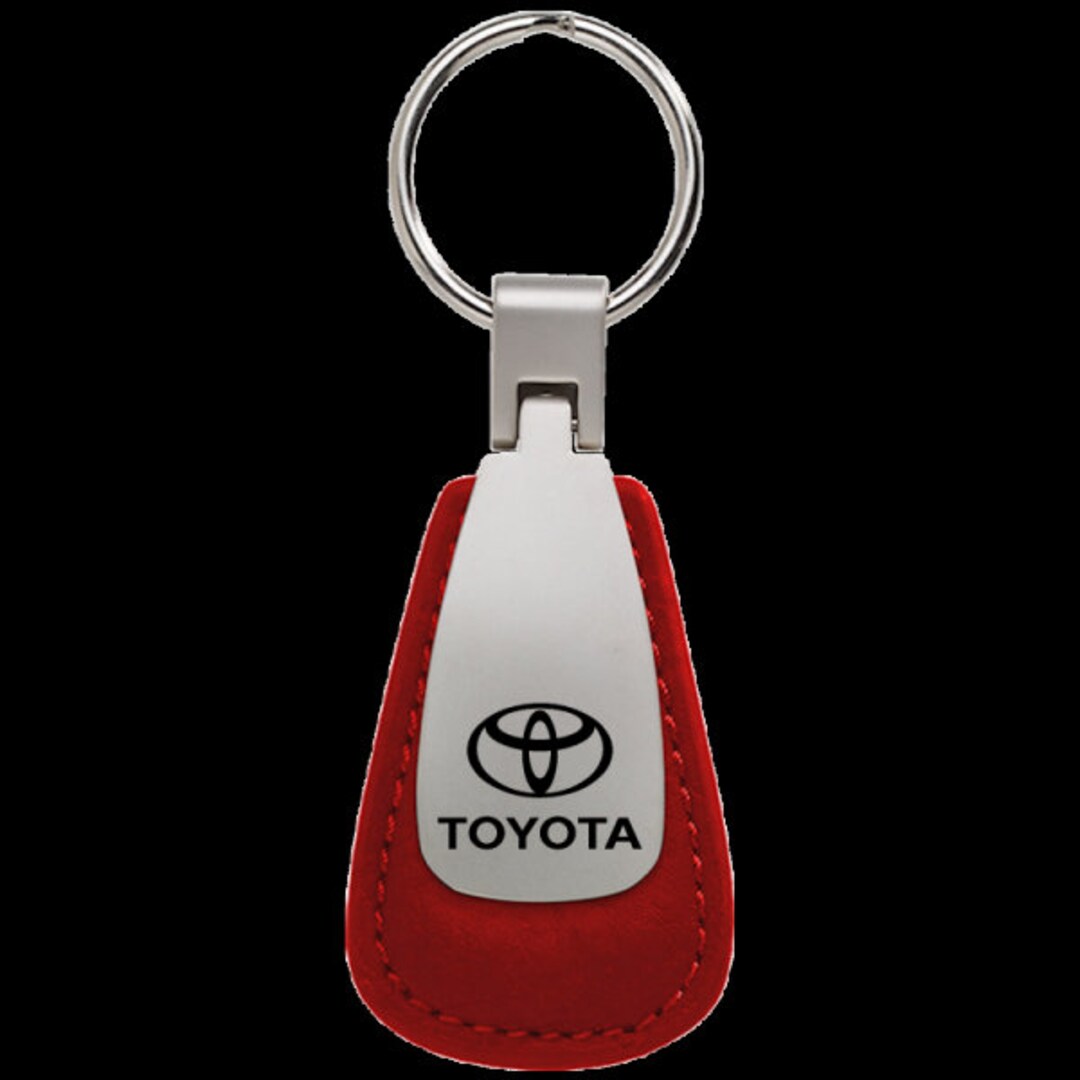 Toyota Logo Red Genuine Leather Teardrop Key Chain Fob Ring Official ...