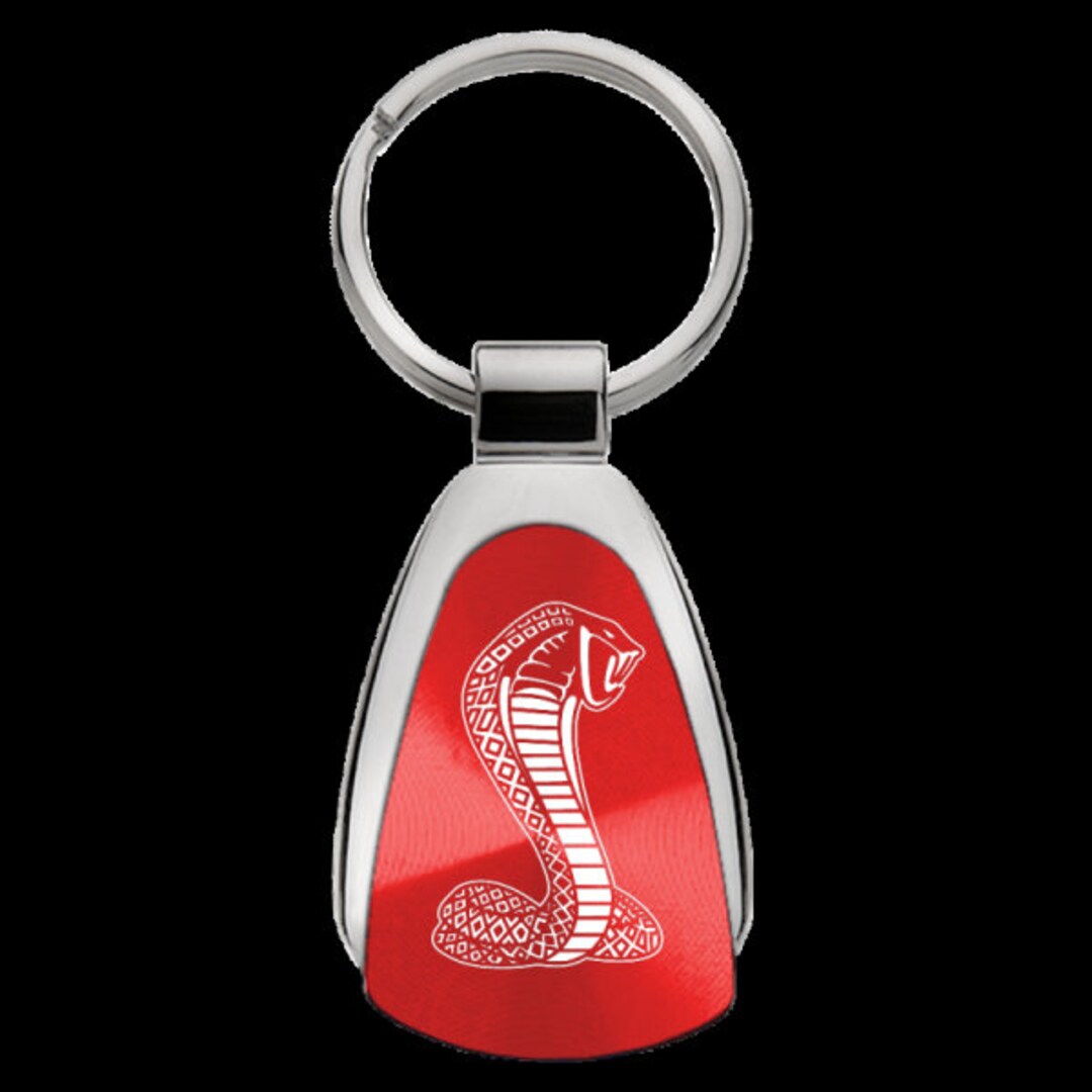 Ford Mustang Cobra Red Teardrop Logo Key Chain Fob Ring Officially ...