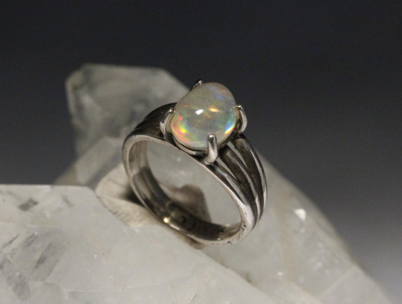 Mexican Contra Luz Opal ! Set in Silver Ring - Etsy