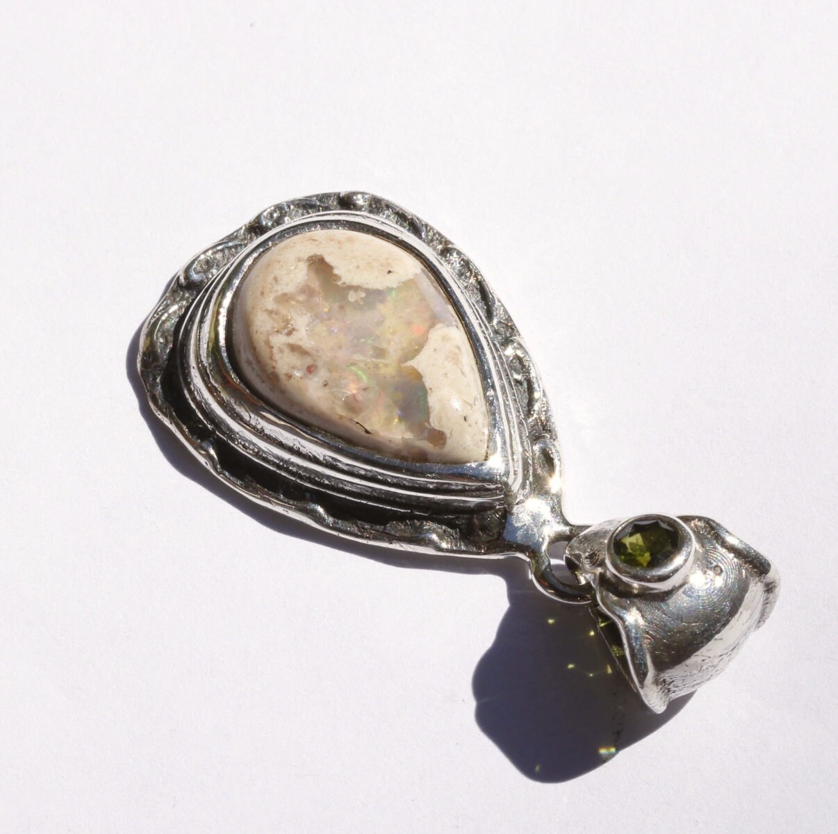 Mexican Opal Matrix Set in Hand Carved Wax Silver - Etsy