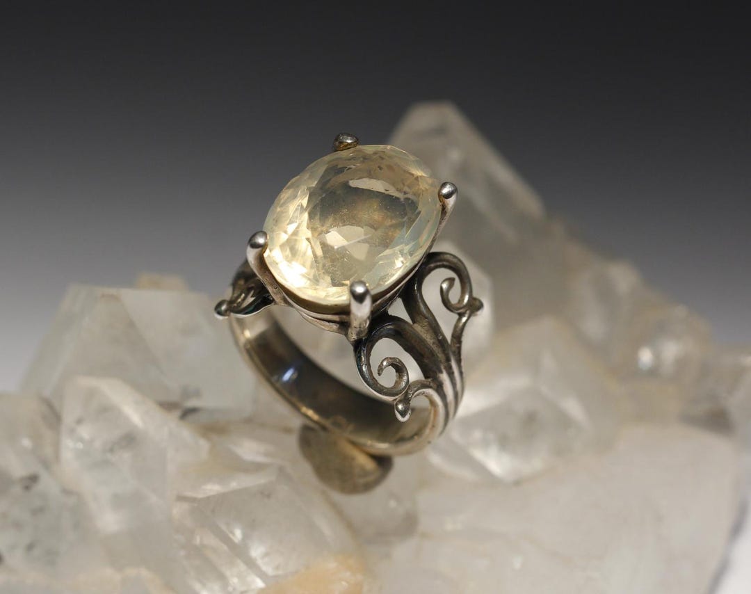 Large Faceted Mexican Contraluz Opal Set in Sterling Silver Ring - Etsy