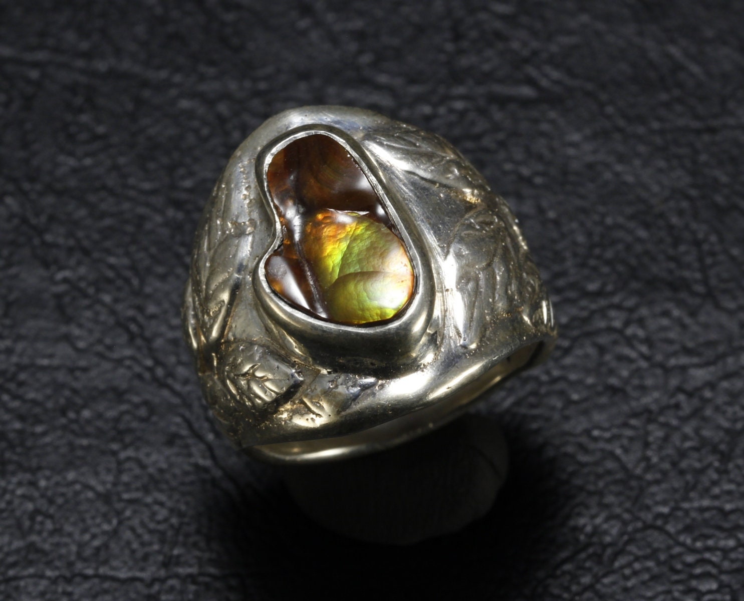 Autum Leaves Hand Carved Fire Agate Silver Ring - Etsy