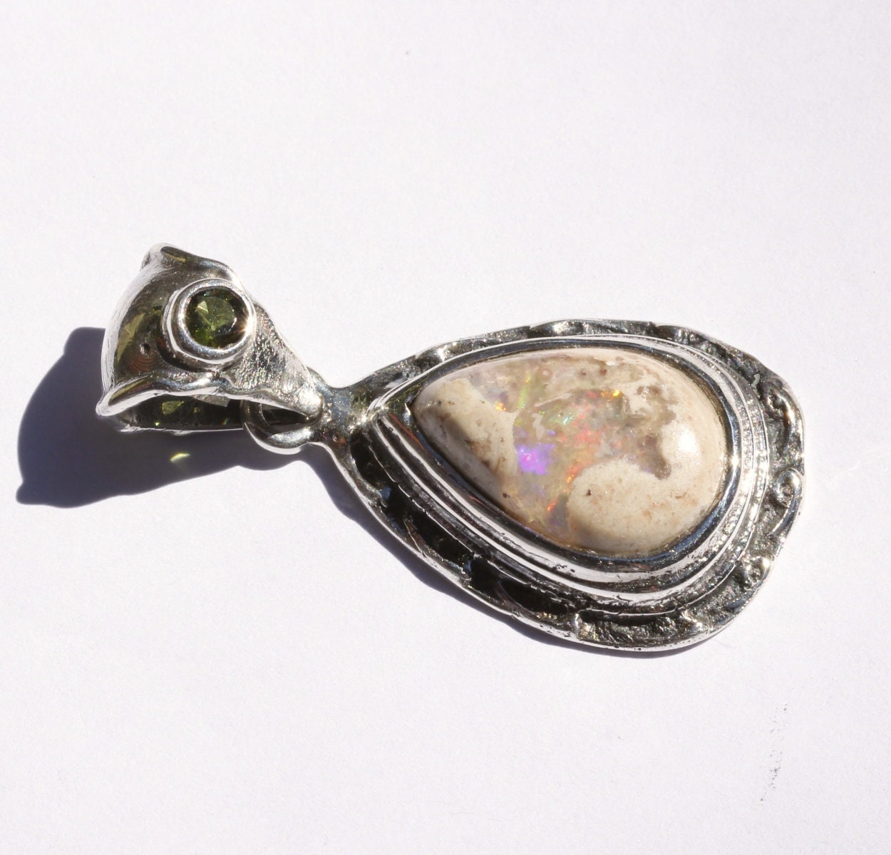 Mexican Opal Matrix Set in Hand Carved Wax Silver - Etsy