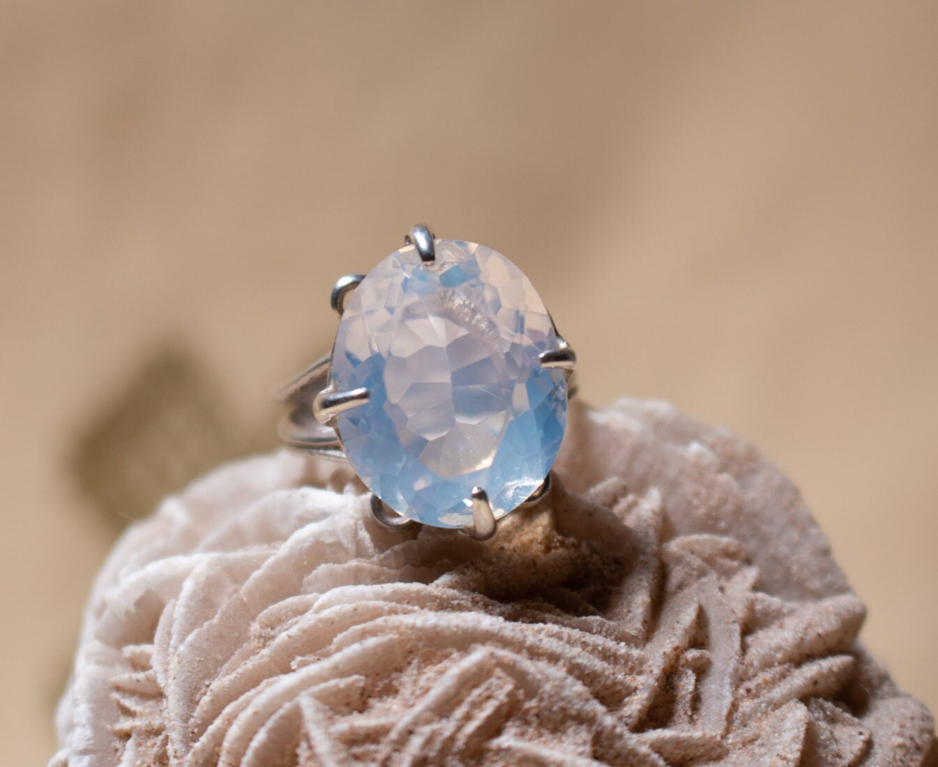 Water Clear Mexican Facet Contra Luz Opal Silver Ring - Etsy