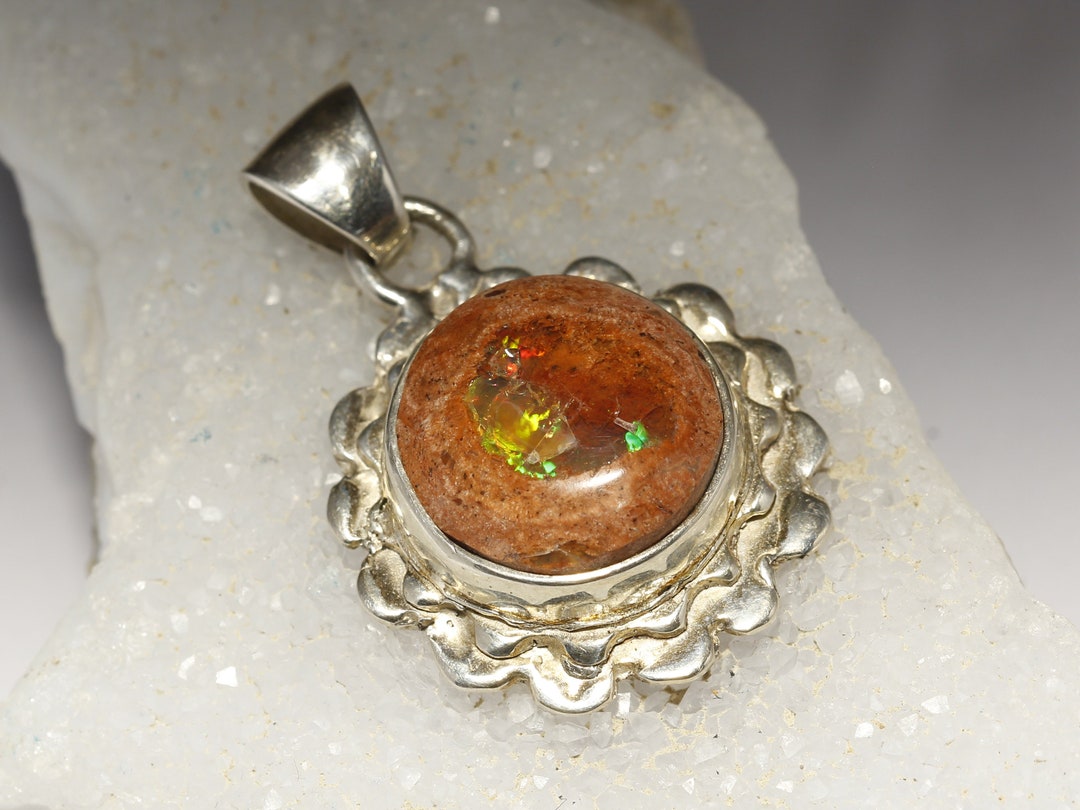 Sparking Mexican Cantera Opal One of a Kind Silver Pendant - Etsy