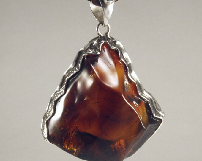 Fantastic Mexican Red Amber! Set in Lost Wax Silver Pendant - Etsy