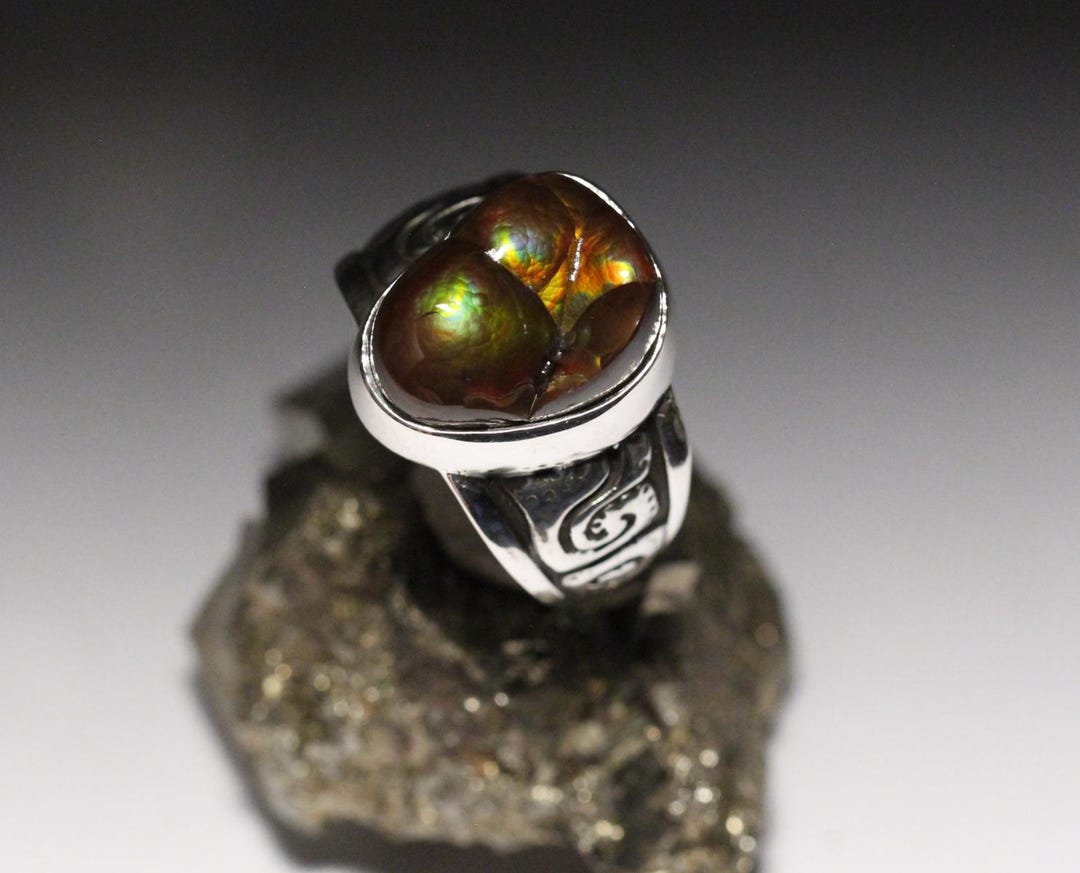 Acid Green! Fire Agate Set in Mayan Motif Silver Ring Size 11 - Etsy