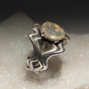 Vibrant Mexican Facet Contraluz Opal Set in Sterling Silver Ring - Etsy