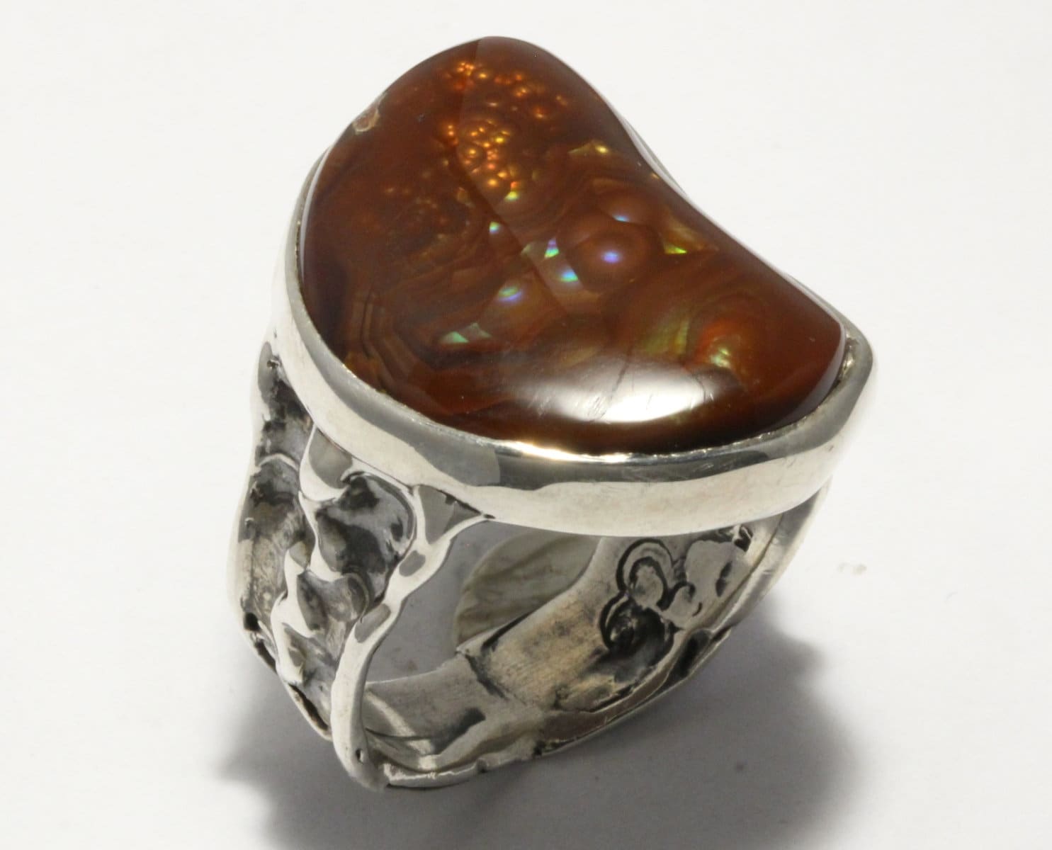 Colorful Magic Mexican Fire Agate Silver Ring Size 11.5 - Etsy