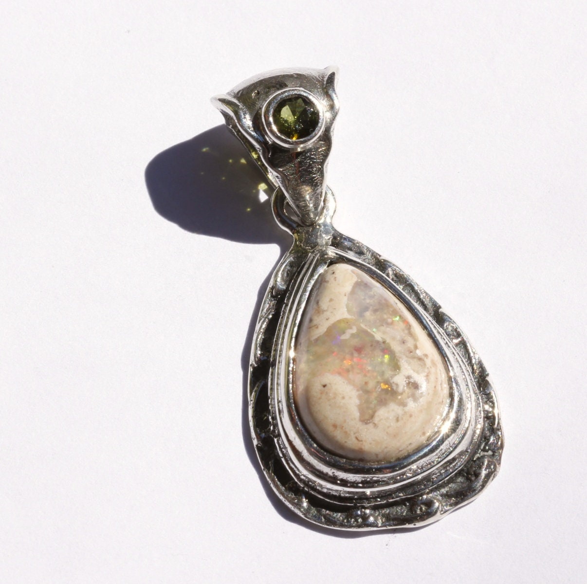Mexican Opal Matrix Set in Hand Carved Wax Silver - Etsy