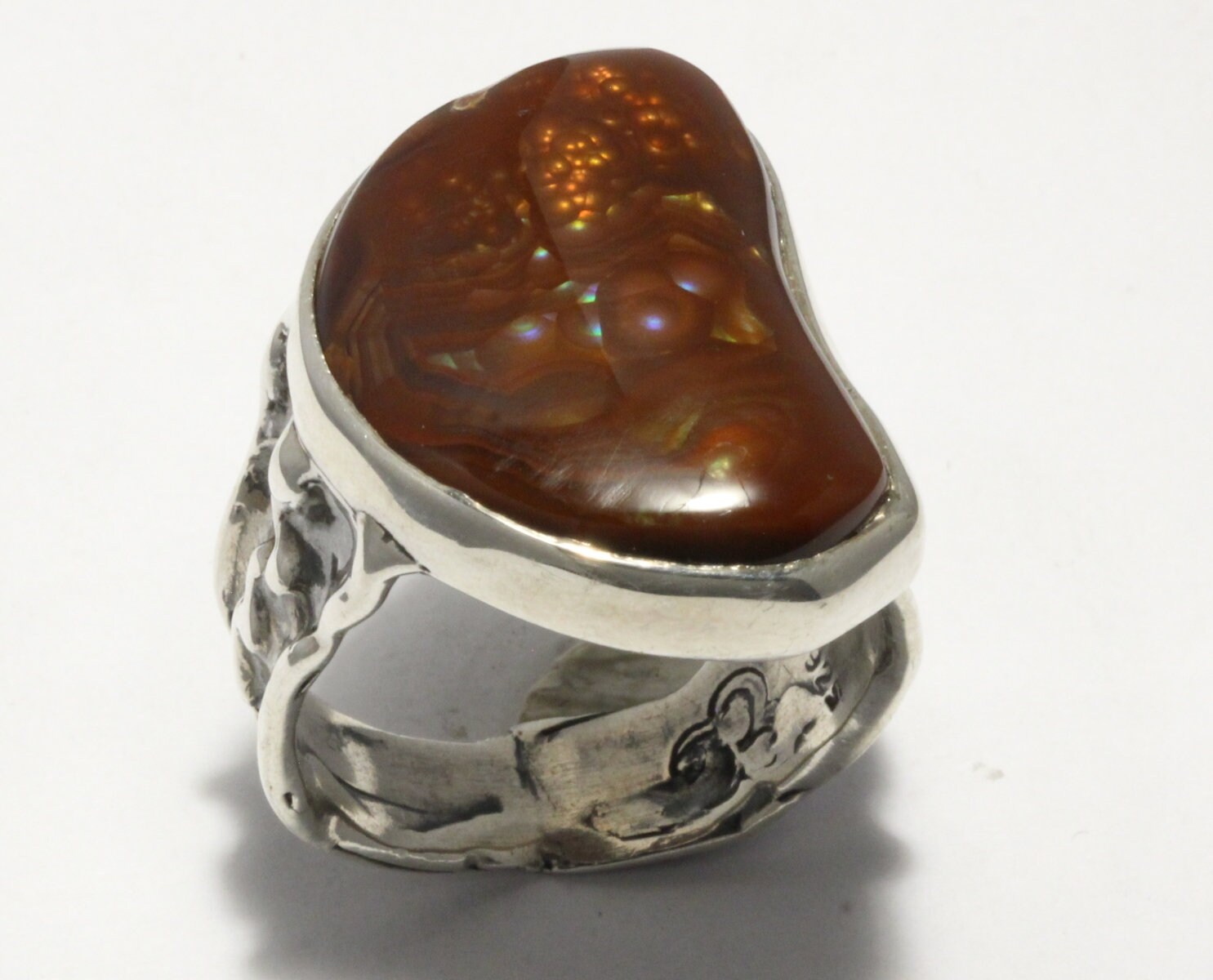 Colorful Magic Mexican Fire Agate Silver Ring Size 11.5 - Etsy