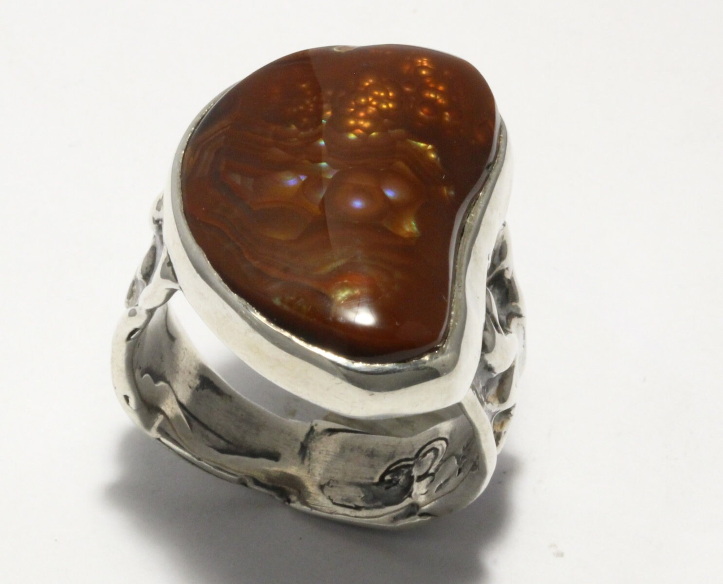 Colorful Magic Mexican Fire Agate Silver Ring Size 11.5 - Etsy