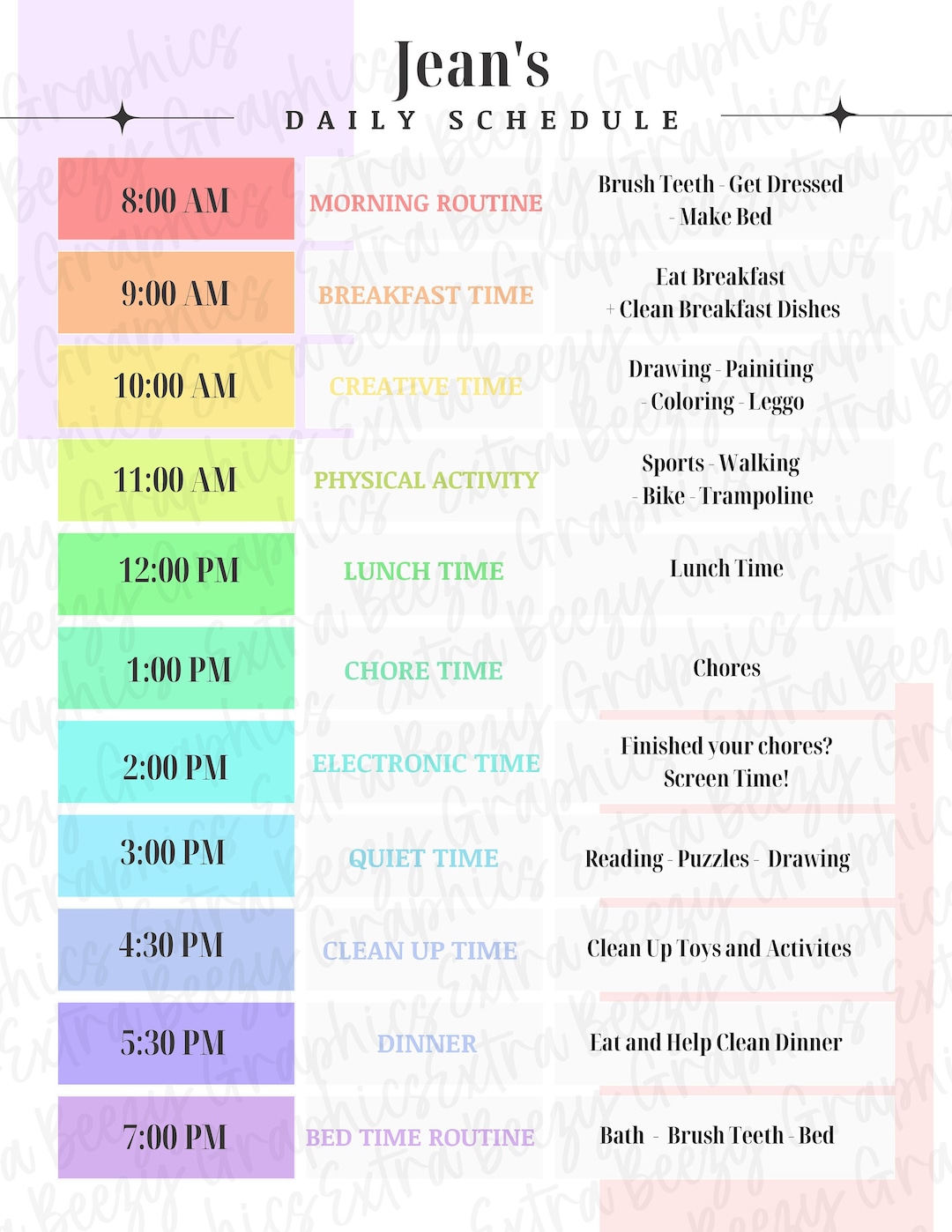 Daily Schedule / Planner / Chore / Time Management *editable* Download ...