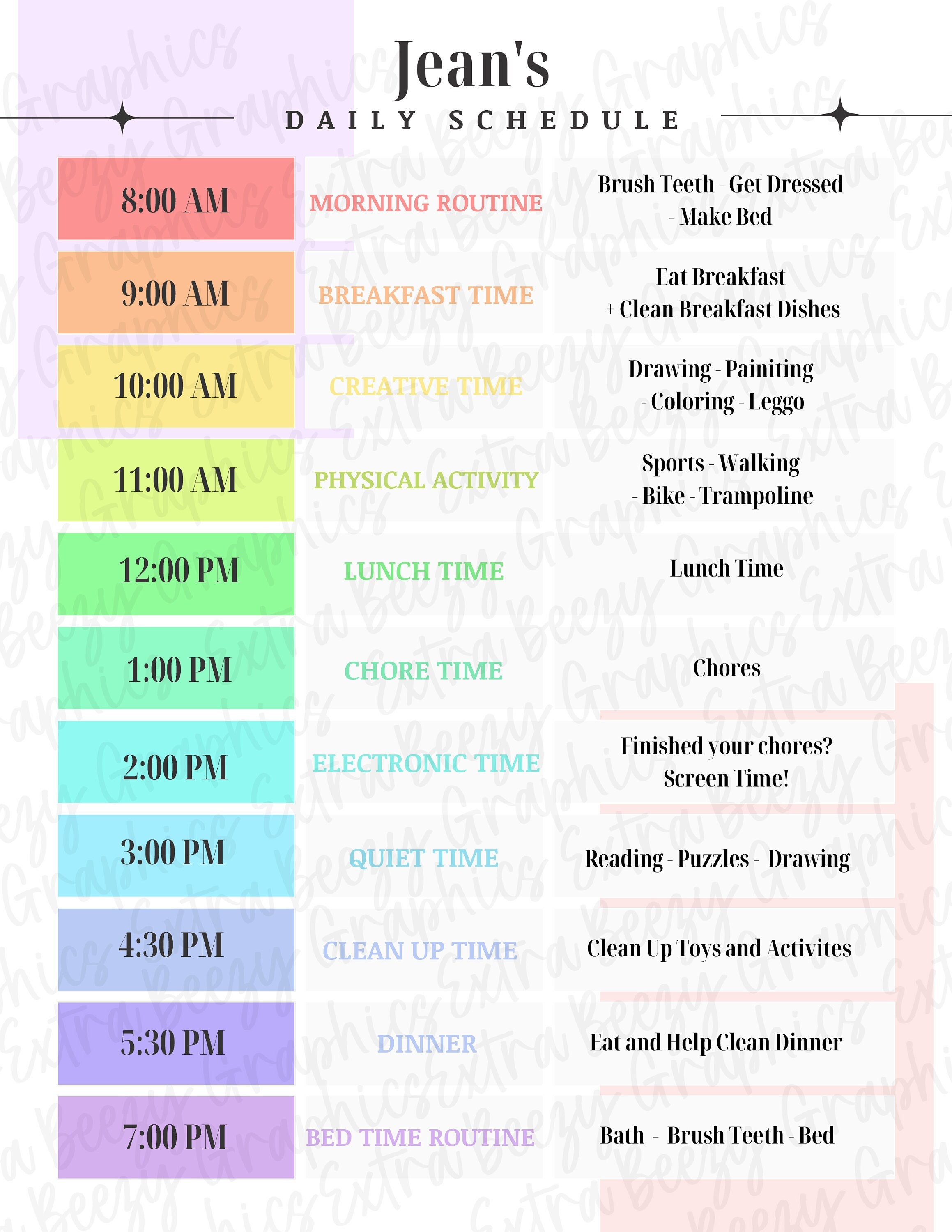 Daily Schedule / Planner / Chore / Time Management *editable* Download ...