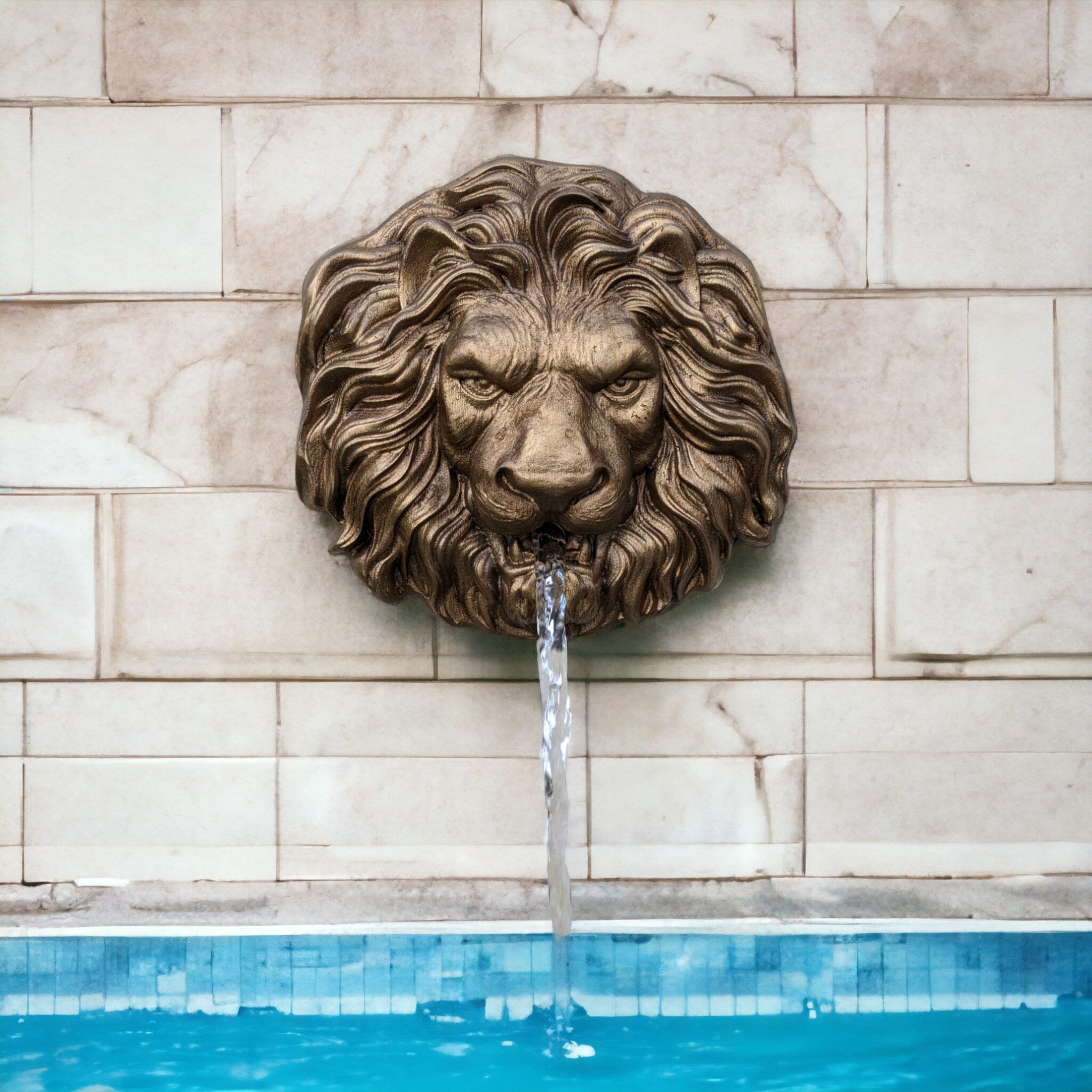 Lion Head Wall Fountain for Pool Design Lion Head Water Spitter Lion ...