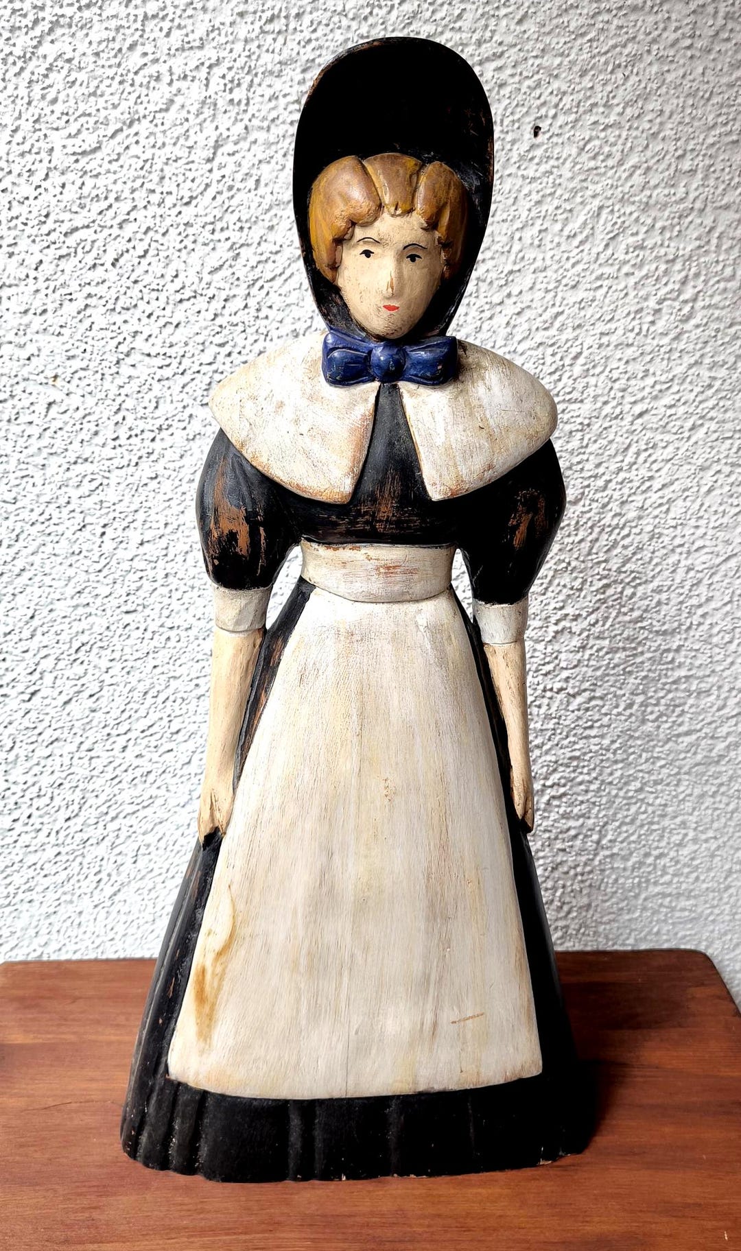 American Gothic Style Hand-carved Wooden Doll – 57 Cm Folk Art Woman ...