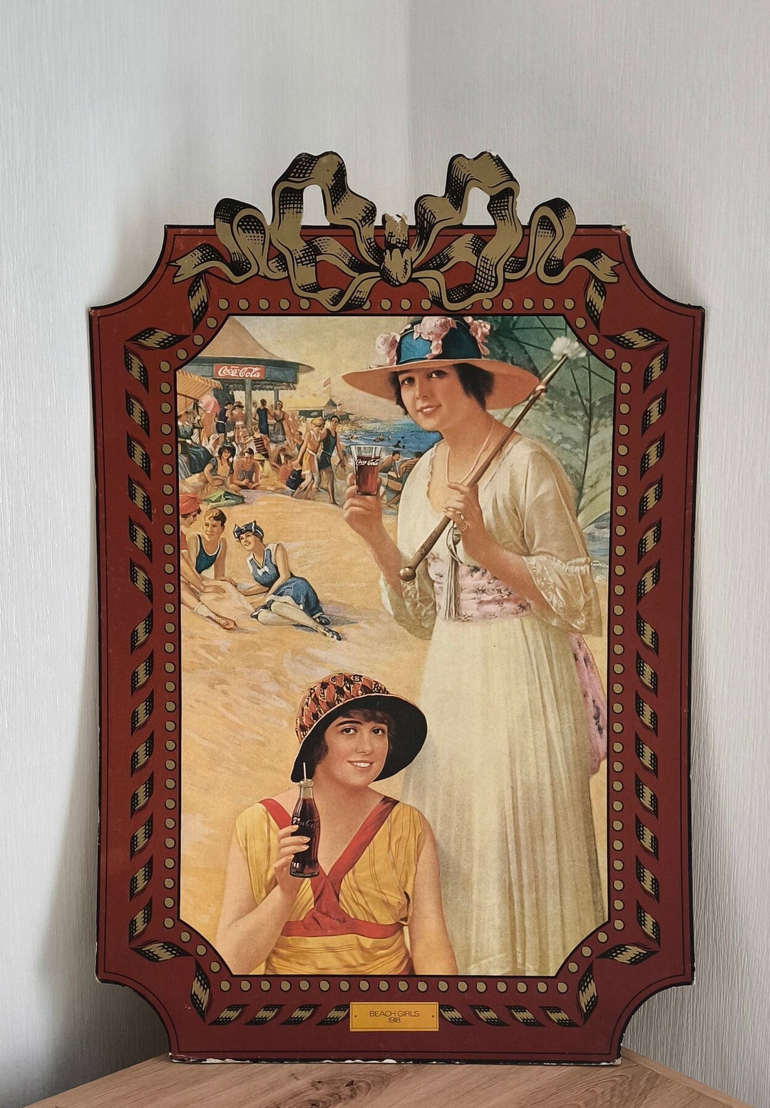 Coca Cola, Advertising Sign, Cardboard Sign "beach Girls 1918" - Etsy