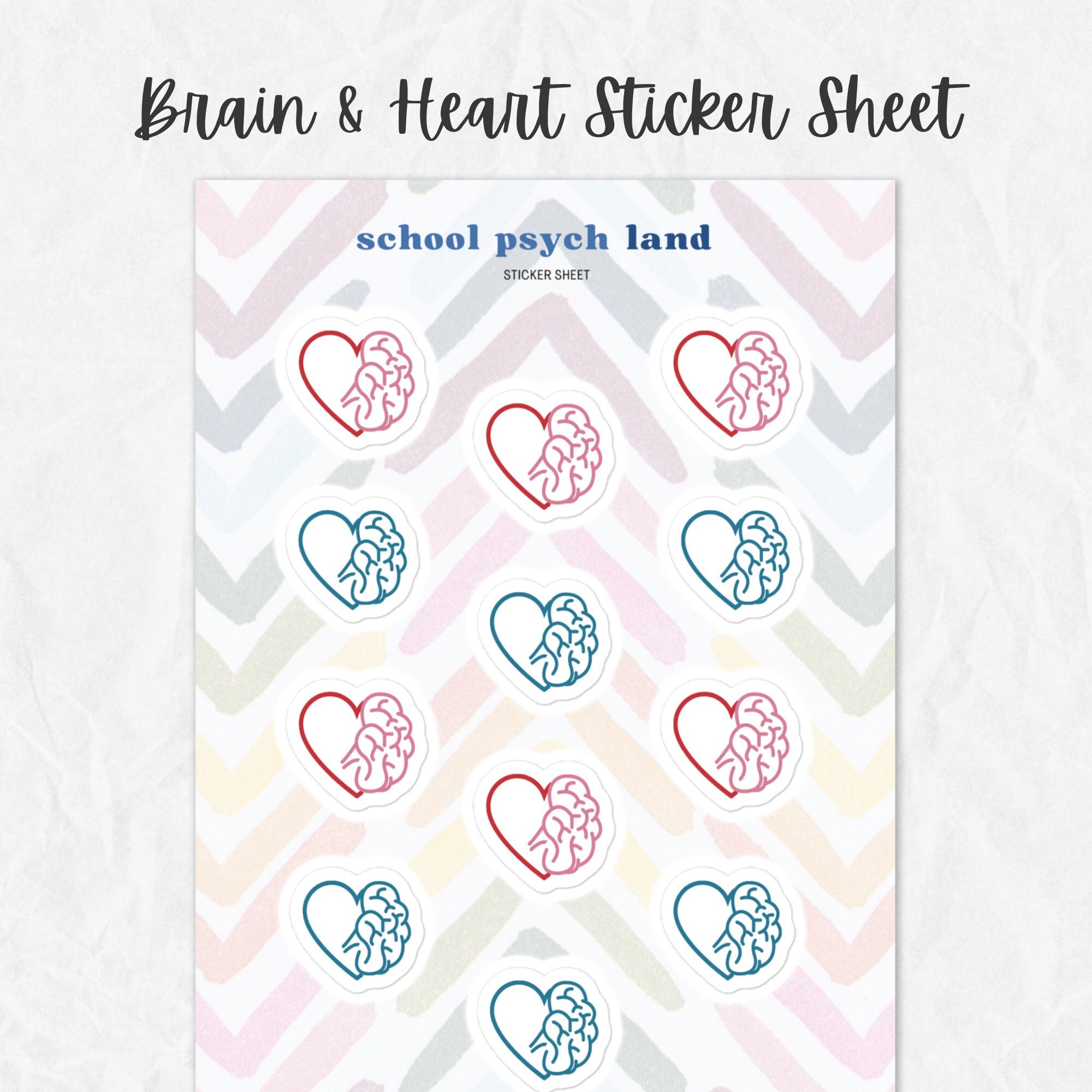 Psychology Sticker Sheet Heart-brain Sticker Pack Mental | Etsy