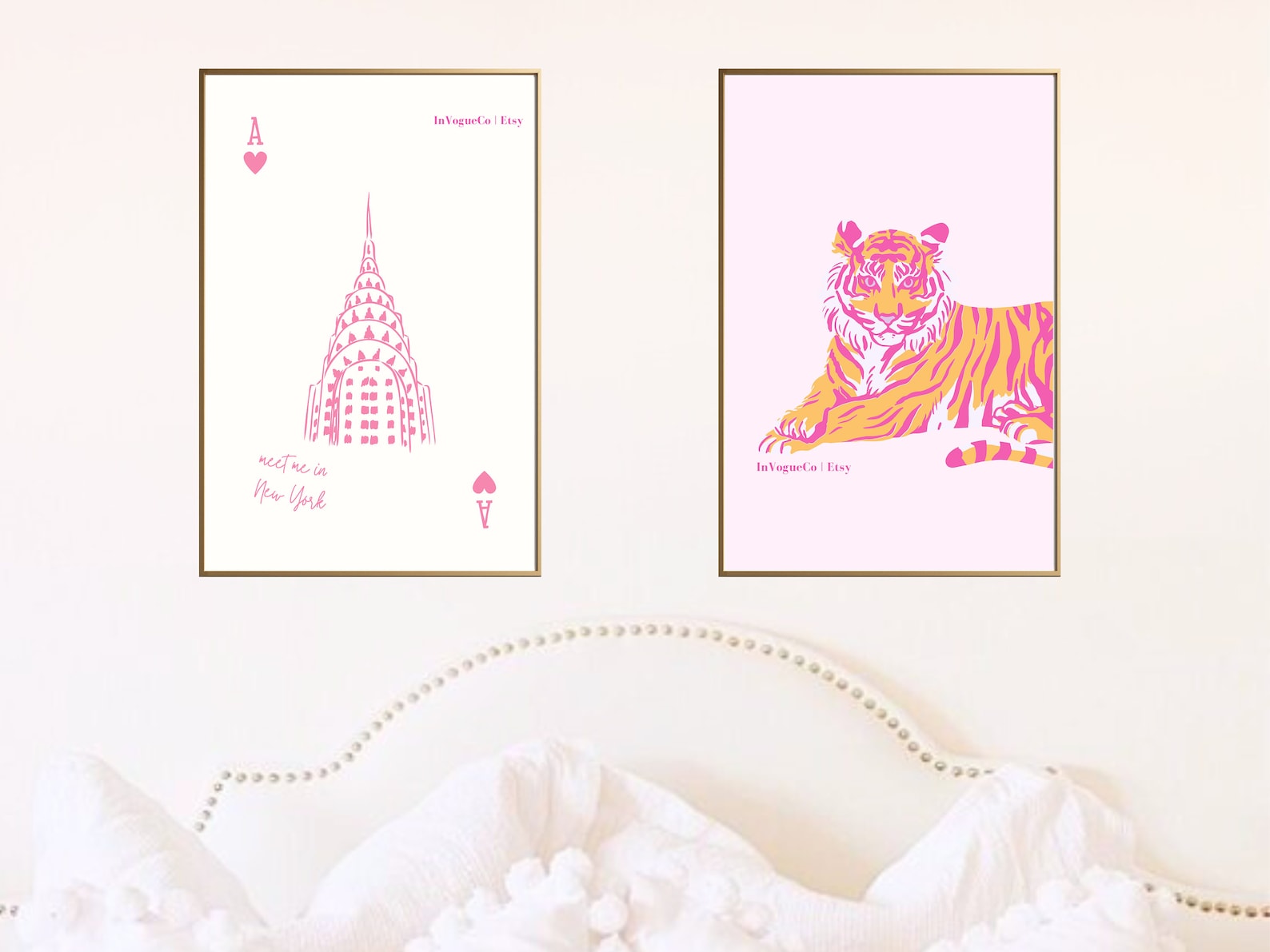 Preppy Tiger Art Print | Pink Tiger Print | Preppy Room Decor | Preppy ...