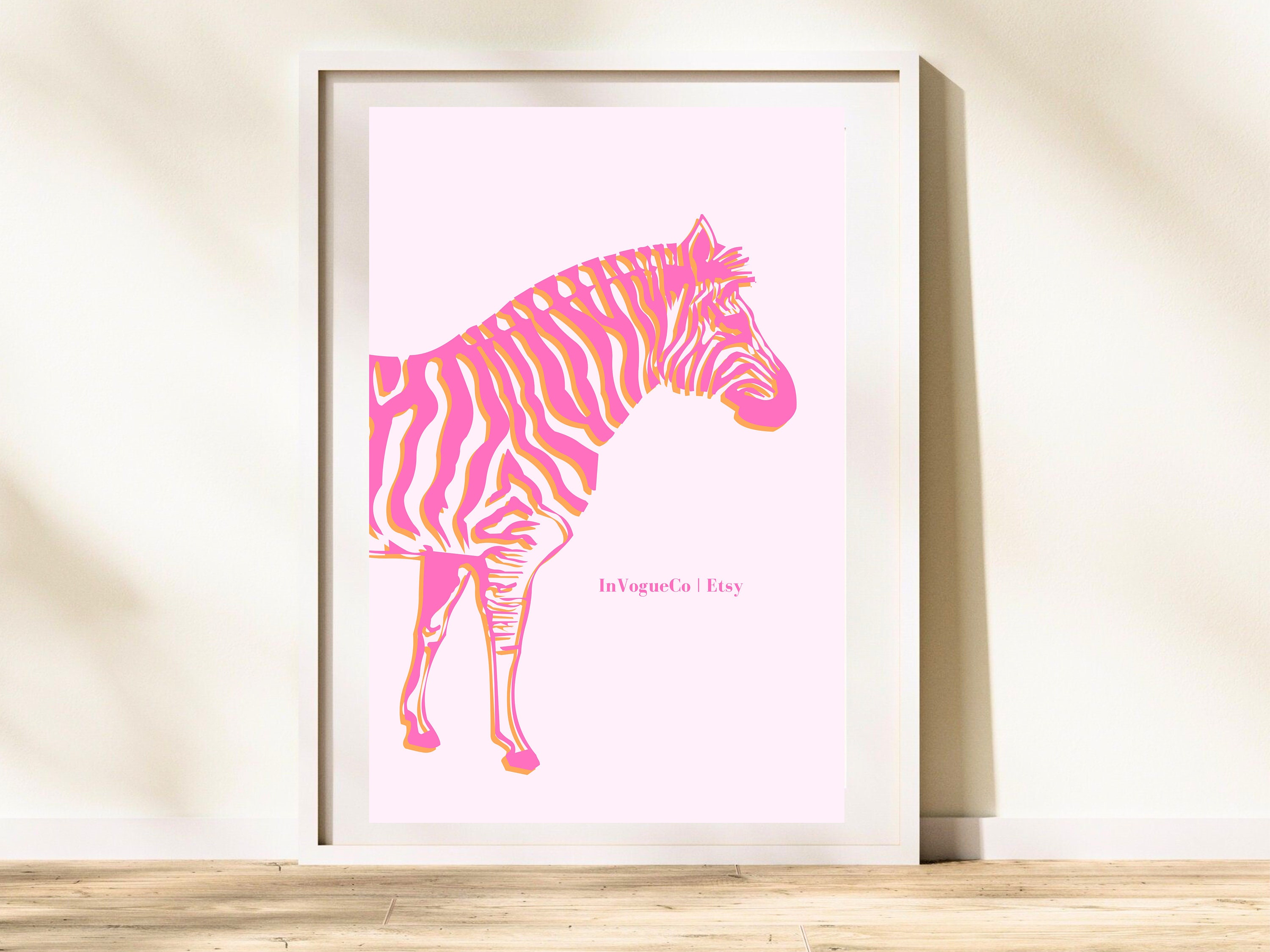 Preppy Zebra Print | Pink Preppy Wall Art | Pink and Orange Art Print ...