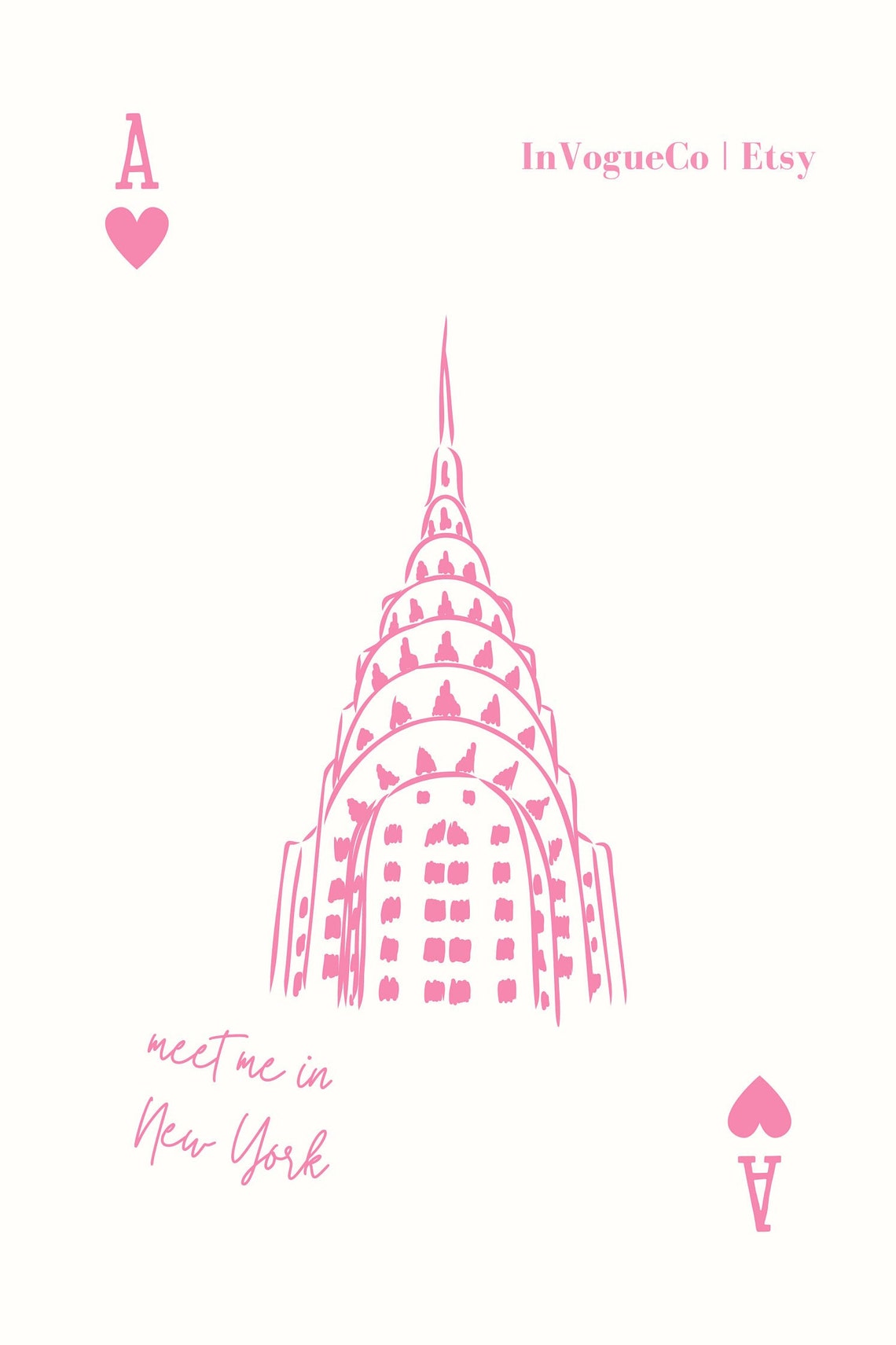 Ace of Hearts Art Print | New York Art Print | Ace Card Poster ...