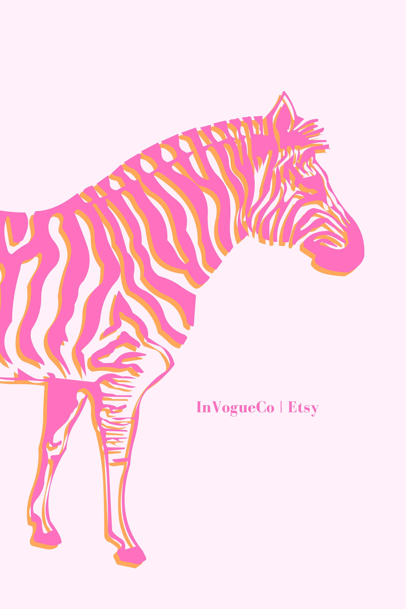 Preppy Zebra Print | Pink Preppy Wall Art | Pink and Orange Art Print ...