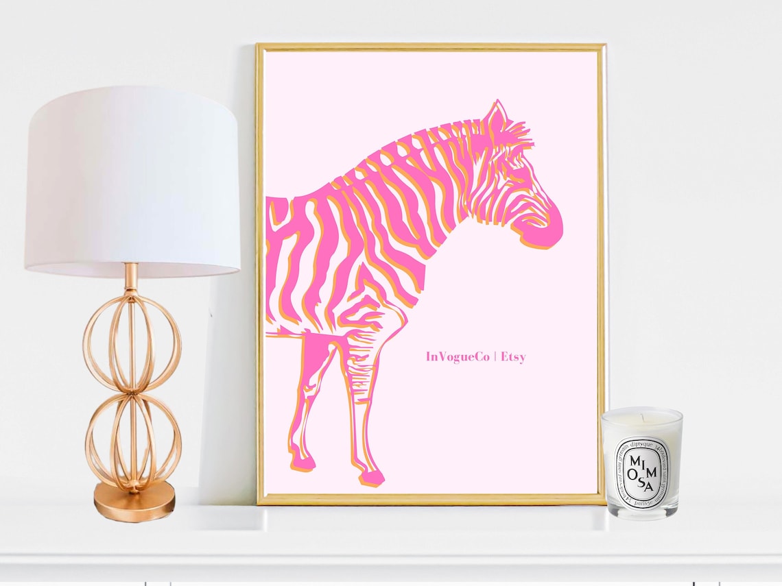 Preppy Zebra Print | Pink Preppy Wall Art | Pink and Orange Art Print ...