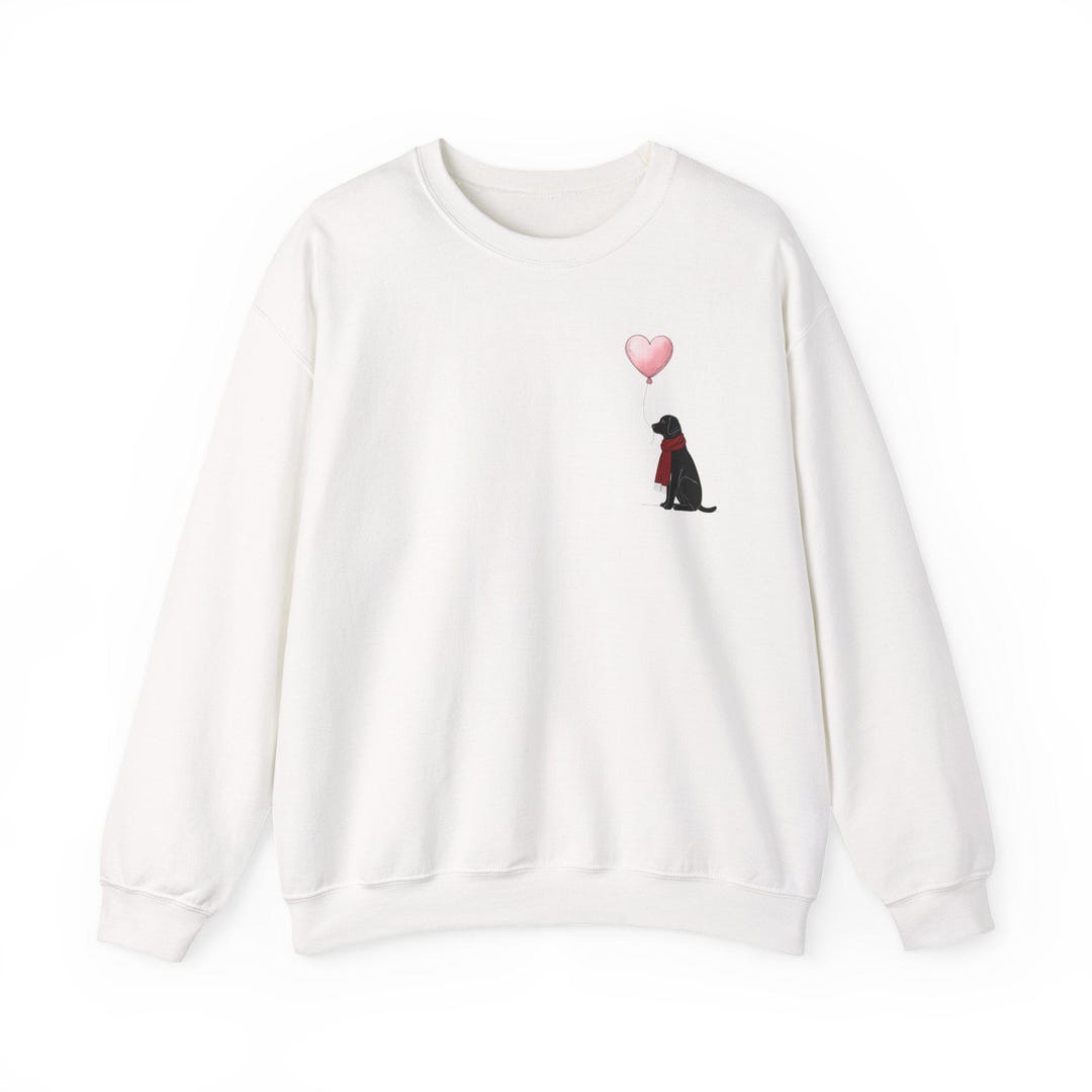 Black Labrador With Heart Balloon Sweatshirt, Valentine Labrador Gift ...