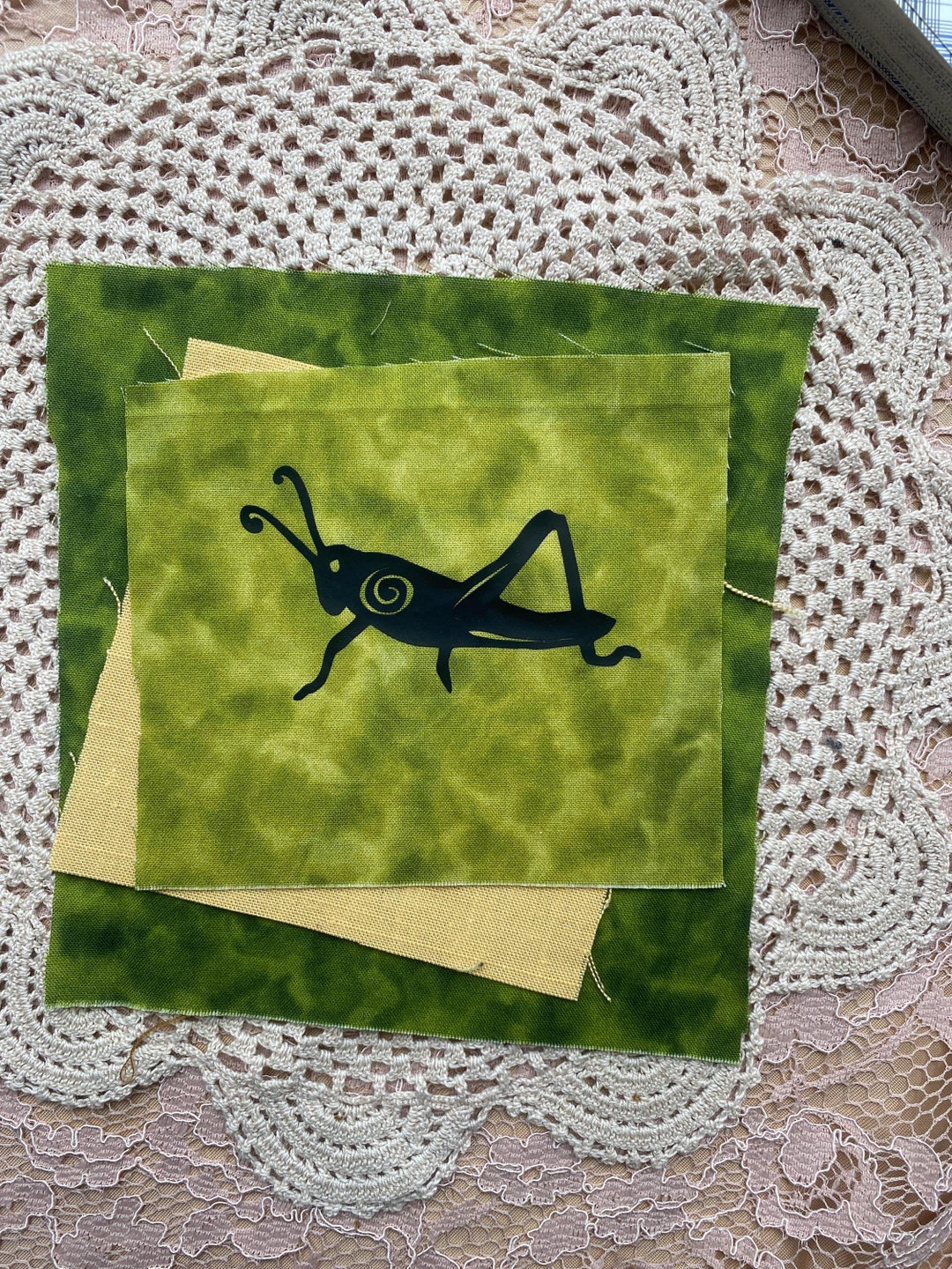 Grasshopper Recycled Fabric Patches Shadow Puppet Designs Sew on Patch ...