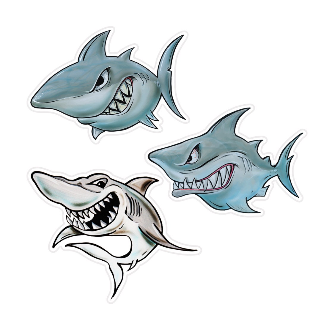 Super Shark Sticker Pack I Retro Fun Shark Sticker Pack I Durable Vinyl ...