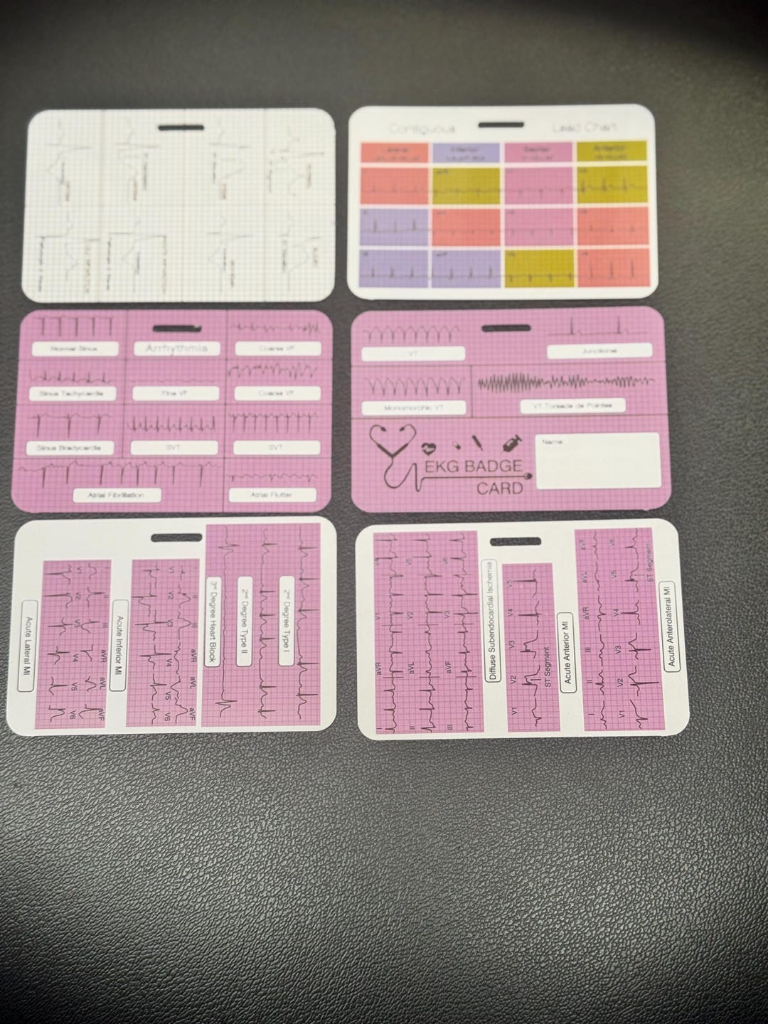 EKG Cardiac Badge Card 3 Card Set, Stemi Badge Card EKG Telemetry ...