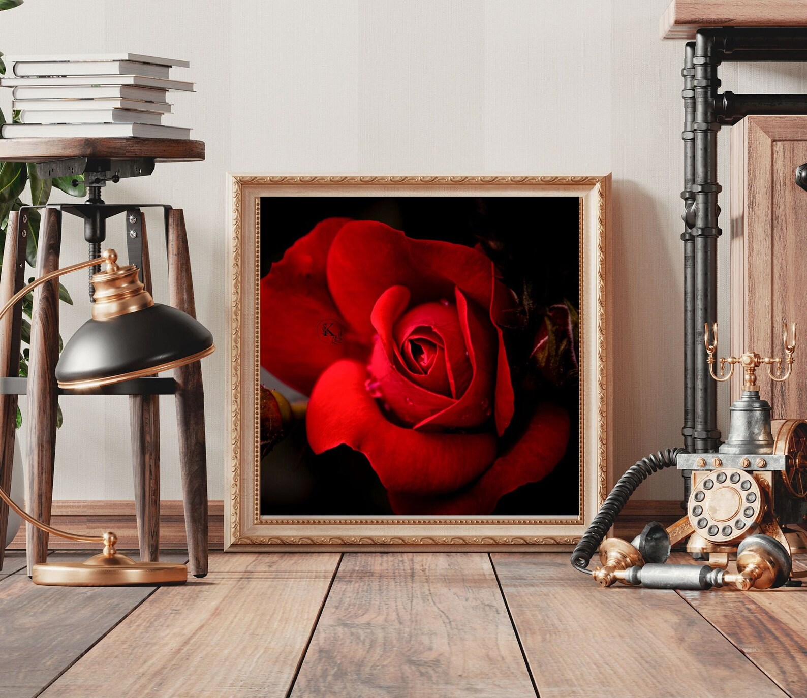Red Rose Square Print, Vibrant Red Rose, Red Rose With Dew, Macro Rose ...