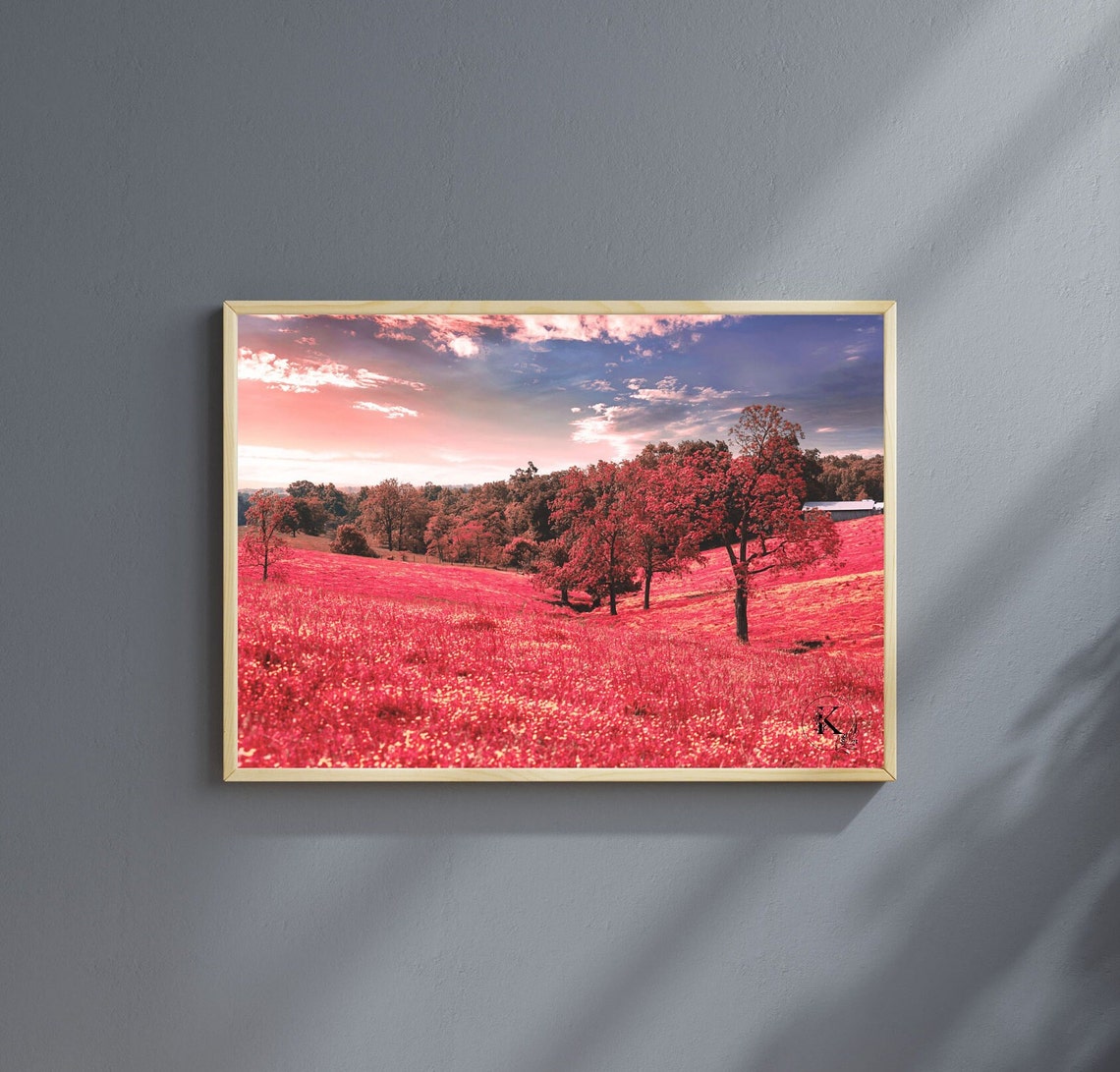Vibrant Red Landscape, Art Print, Landscape Photo, Nature Photograph ...