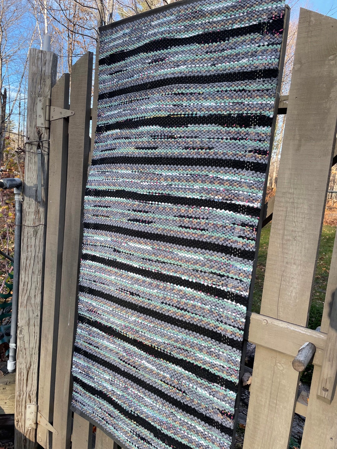 Handmade Rag Rug “musta Viiva” - Etsy