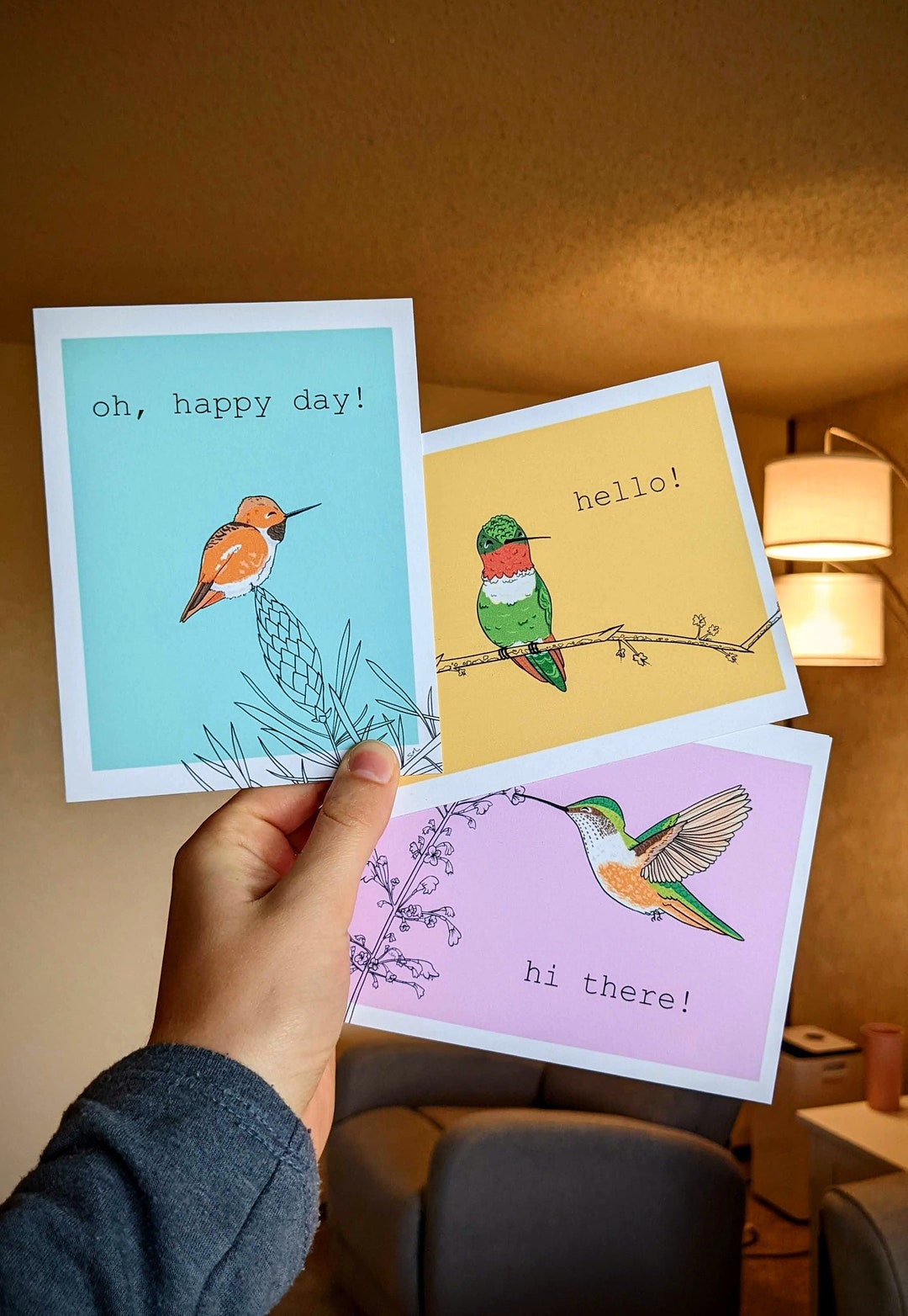Hummingbird Trio - 6 Pack - A2 Greeting Cards - Etsy