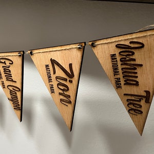 National Park Wooden Pennant Banner: Laser Engraved US Parks Decor - Etsy