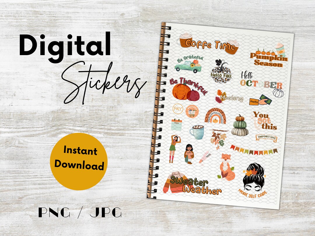 Autumn Digital Sticker Pack | Cute Cozy Fall Pre-cropped Pngs ...