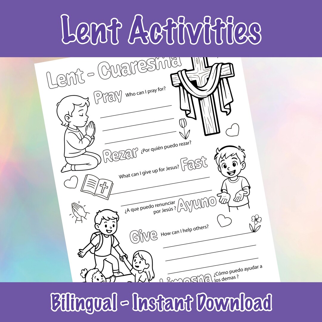 Bilingual Lent Activity for Kids | Catholic Crafts, Preschool ...