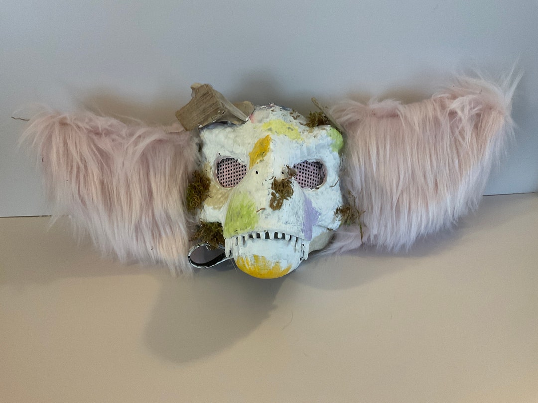 Colorful Dino Mask With Pink Ears - Etsy